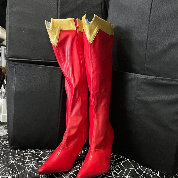 Funtasma | Shoes | Funtasma Red And Gold Heeled Boots | Poshmark